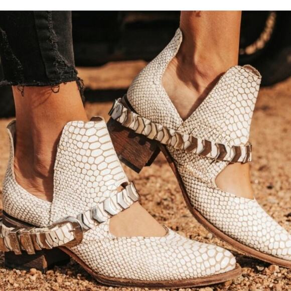 Freebird by Steven | Shoes | Freebird By Steven Blade Snake Embossed Cut Out Harness Booties ...